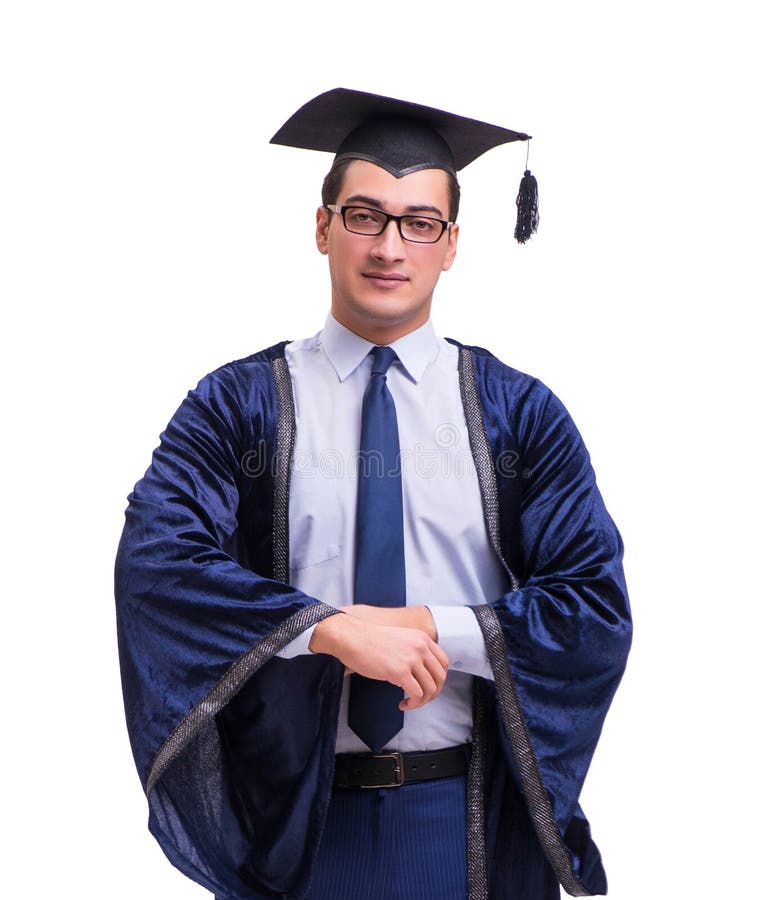 Young Man Student Graduating Isolated on White Stock Image - Image of ...