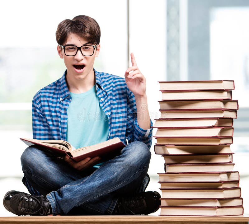 Young Man Student Preparing for College Exams Stock Photo - Image of ...