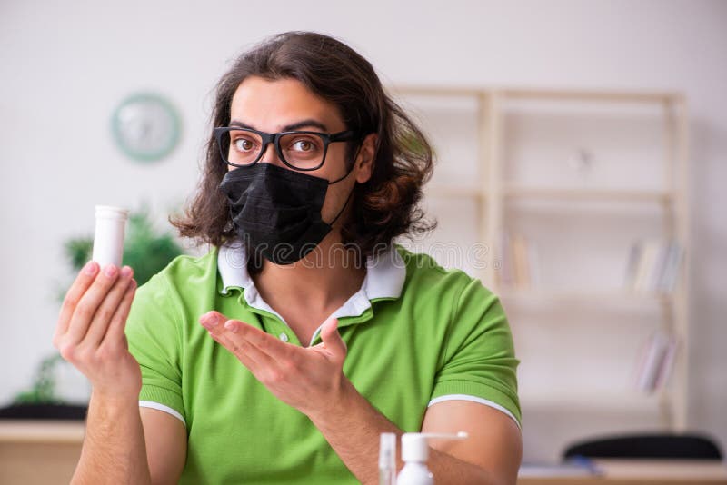 Young Man Student Studying at Home in Self-isolation Concept Stock ...
