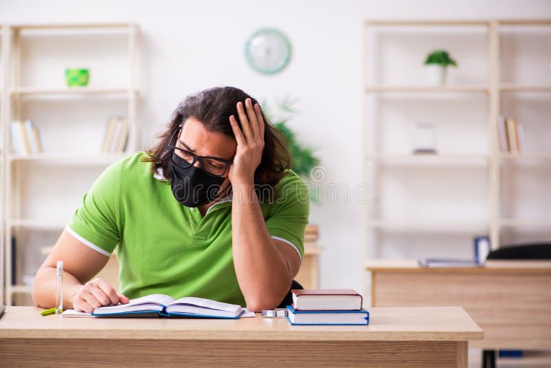 Young Man Student Studying at Home in Self-isolation Concept Stock ...