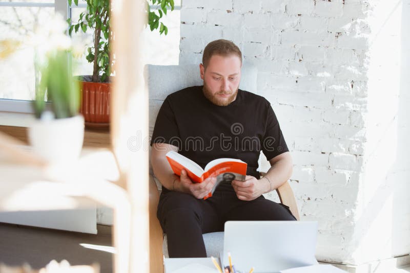 Young Man Studying at Home during Online Courses for Programmer, Bug ...