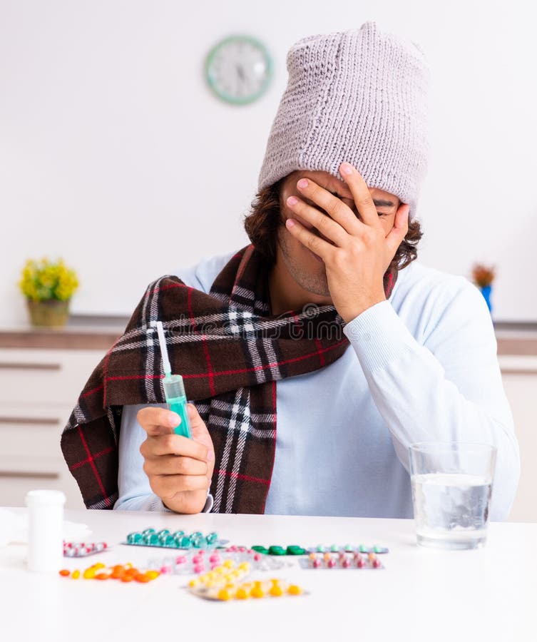 Young Man Suffering from Flu at Home Stock Image - Image of ...