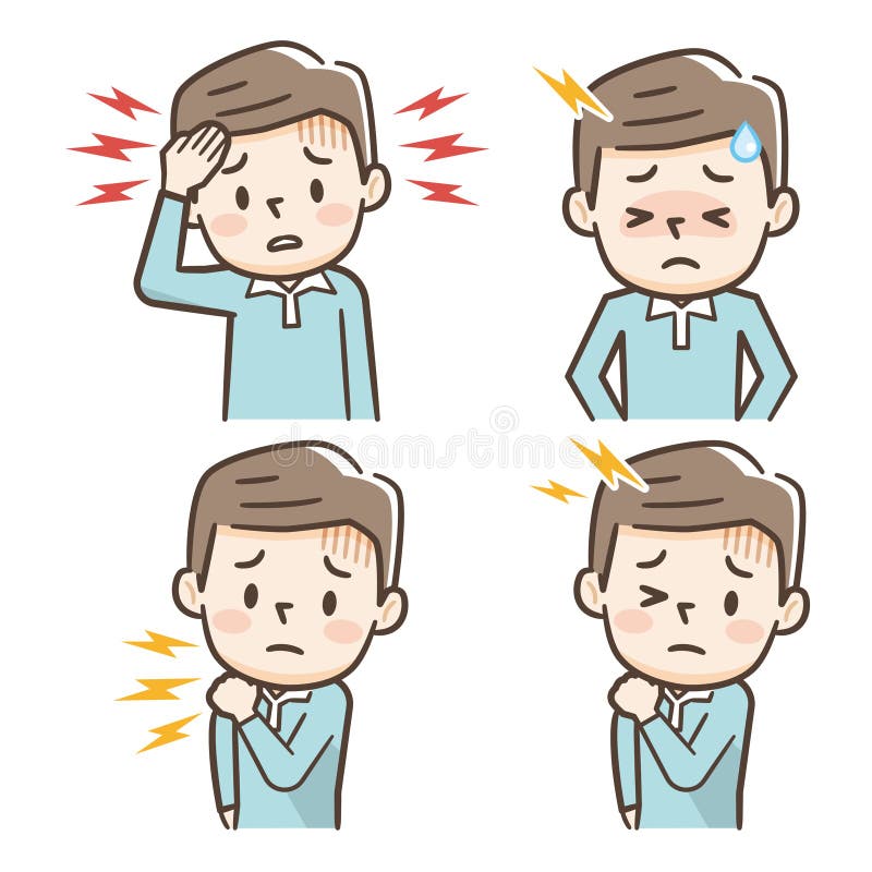 Sad Sick Young Man with Food Poisoning Stomach Character. Vector Flat ...