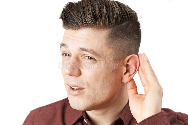 Young Man Suffering with Hearing Difficulties Stock Image - Image of ...