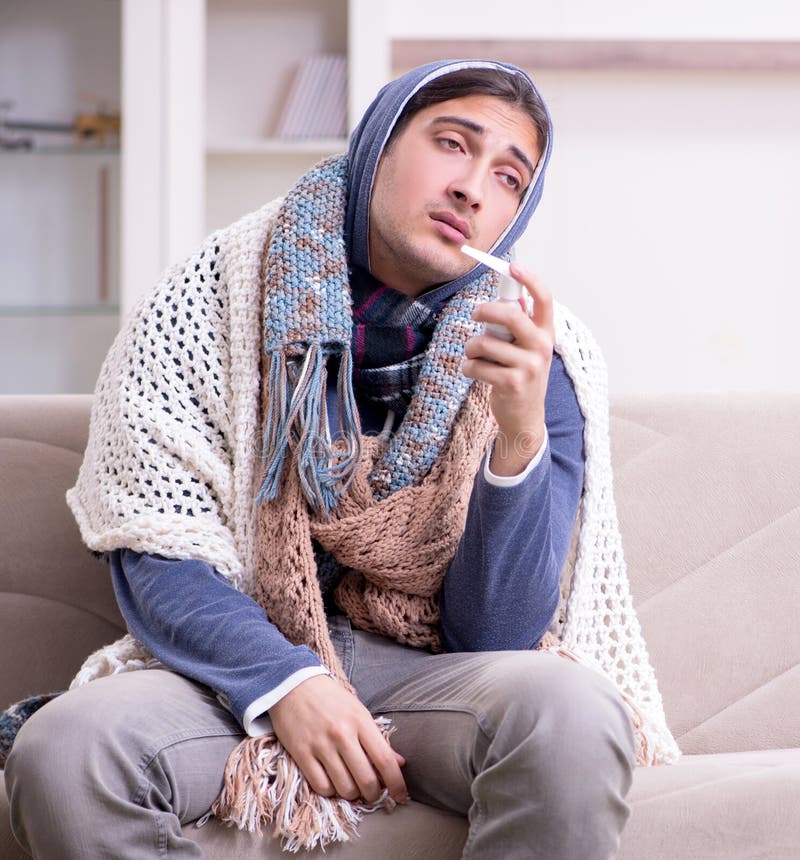 Young Man Suffering at Home Stock Image - Image of cold, home: 264242983