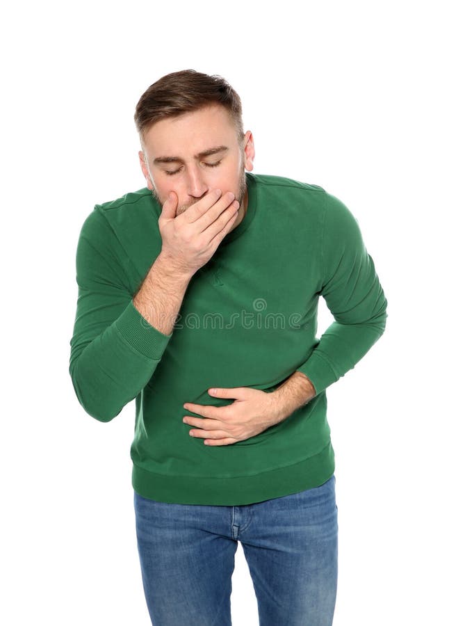 Young Man Suffering from Nausea Isolated Stock Image - Image of ...