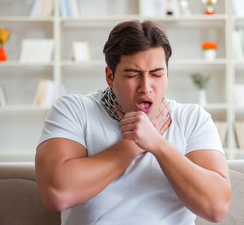 Young Man Suffering from Sore Throat Stock Image - Image of infection ...
