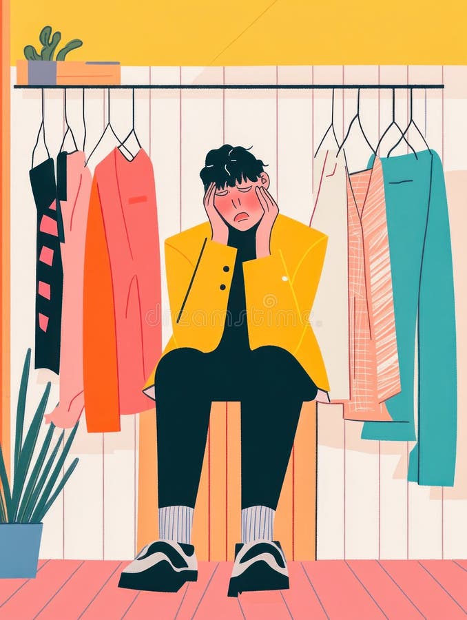 Young Man Suffering from Stress while Getting Dressed in Walk in Closet ...