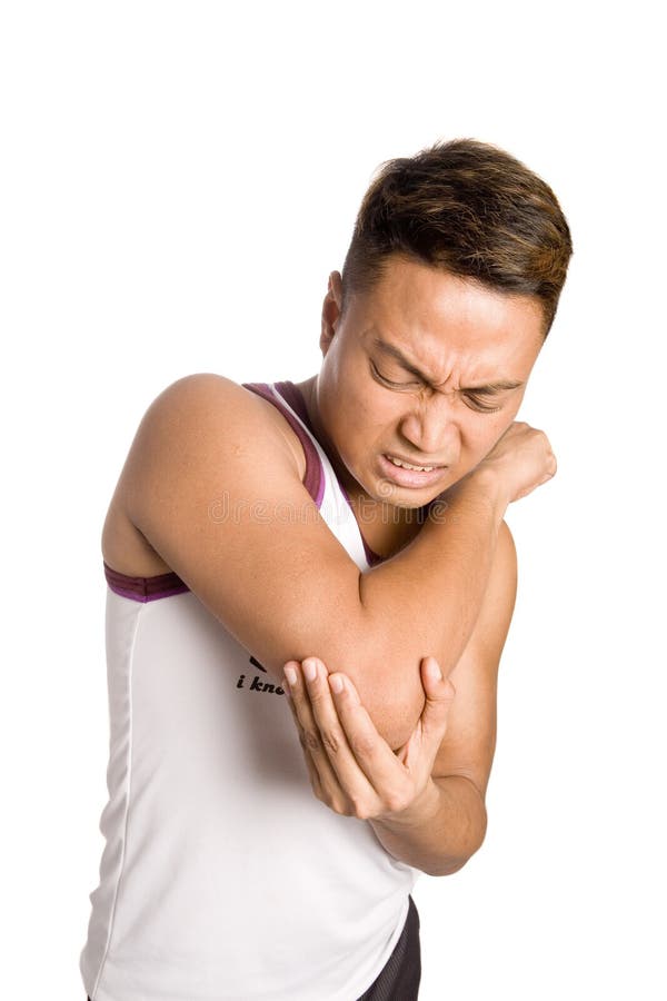 Young Man Suffers Elbow Injury Stock Image - Image of health, agony ...