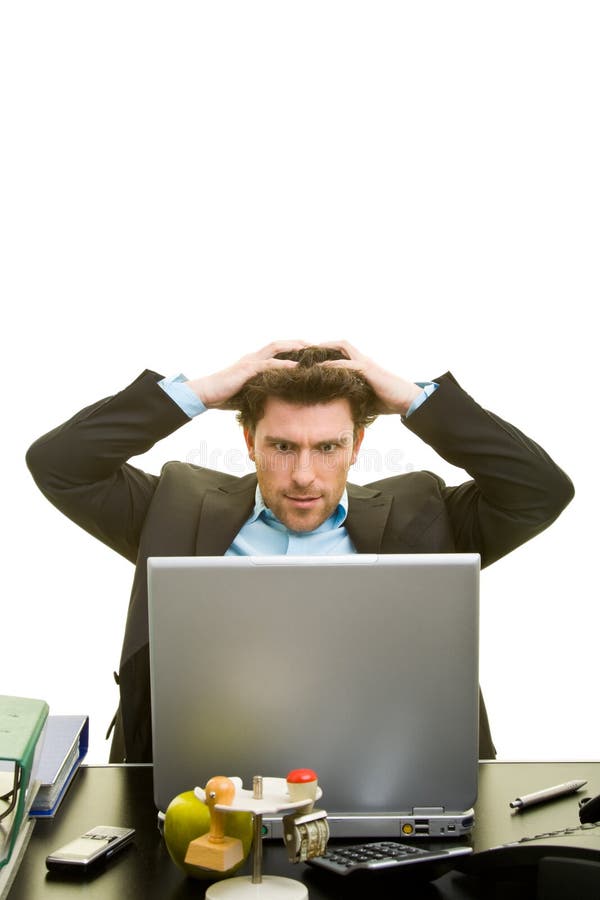 Frustration with Computer Hotline Stock Photo - Image of employee ...