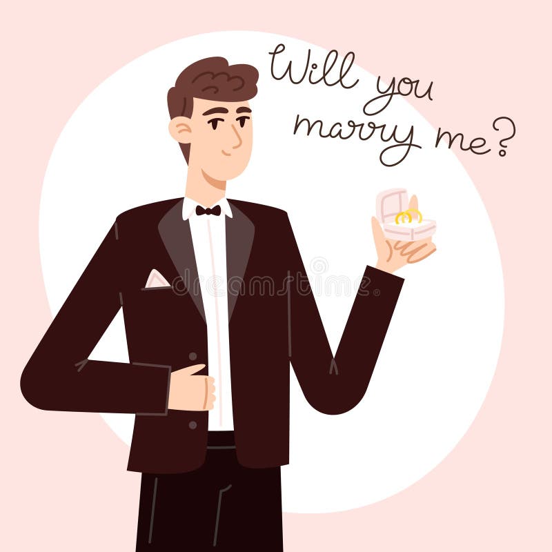 Wedding Proposal Colored Cartoon Illustration Stock Vector ...