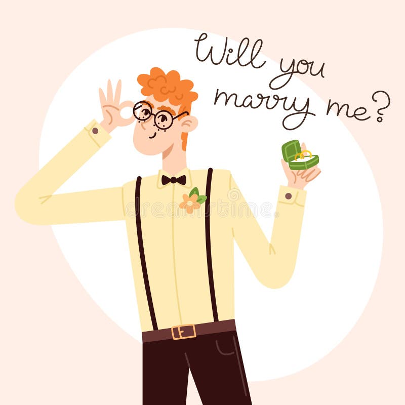 Young Man in a Suit Making a Wedding Proposal Stock Vector ...