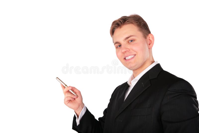 Young Man in Suit Show Something Stock Photo - Image of professional ...