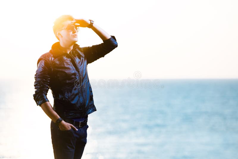Young Man Standing Happy on a Cliff Stock Photo - Image of nature ...
