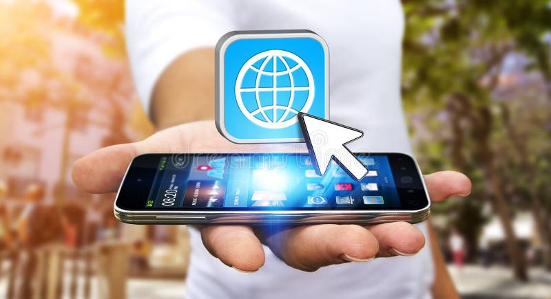 Young Man Surfing on Internet Stock Illustration - Illustration of page ...