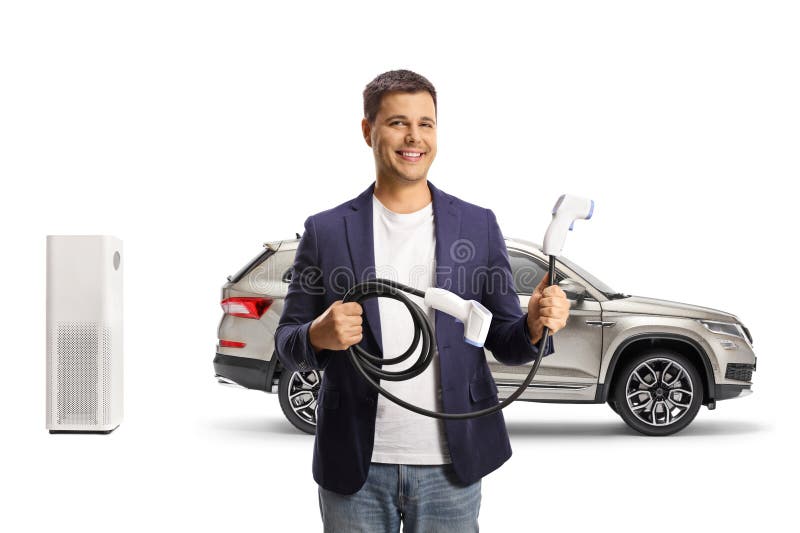 Man Charging a SUV at Electrical Vehicle Charging Point Stock Image ...