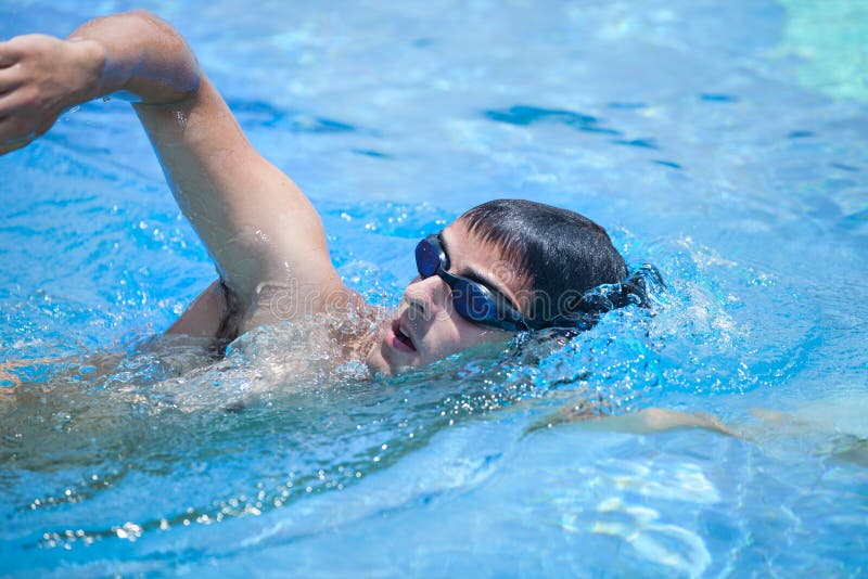 Young Man Swimming the Front Crawl/freestyle Stock Photo - Image of ...