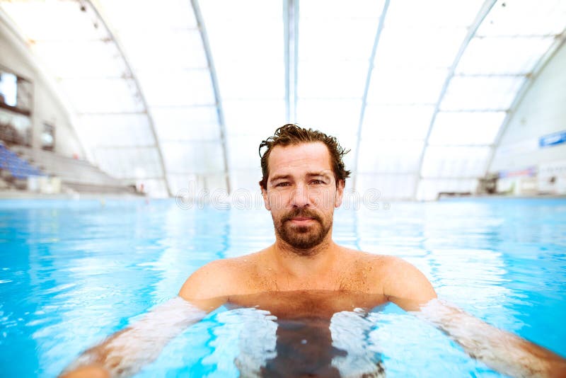 Man in the Indoor Swimming Pool. Stock Photo - Image of pool, sport ...