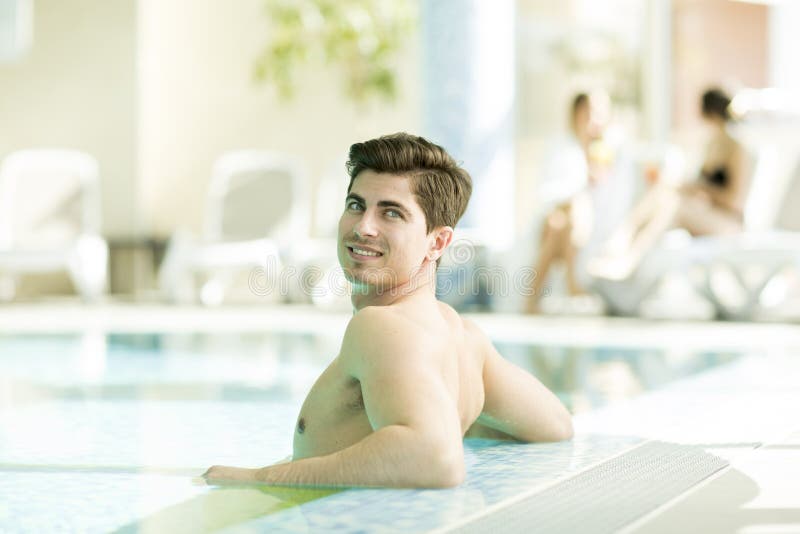 Young Man in the Swimming Pool Stock Photo - Image of pleasure, model ...