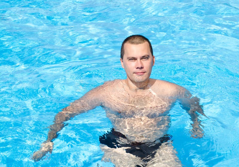 Young Man in the Swimming Pool Stock Image - Image of male, pool: 43897609