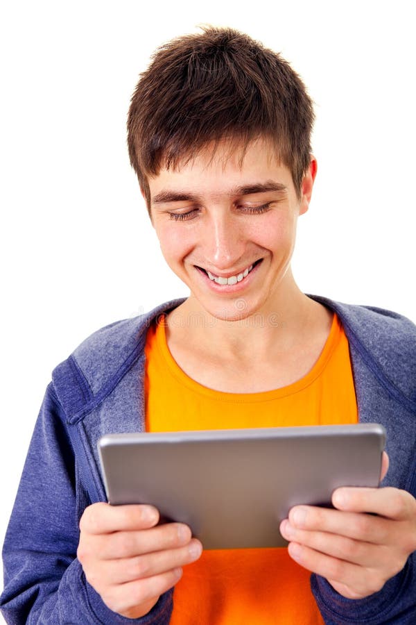 Young Man with Tablet stock image. Image of handsome - 85530025