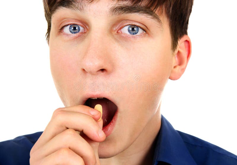 Young Man take a Pill stock photo. Image of pill, prescription - 146831542