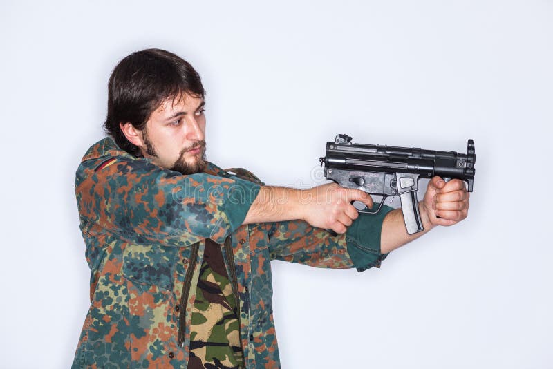 Young man taking aim stock photo. Image of white, hunter - 36320066