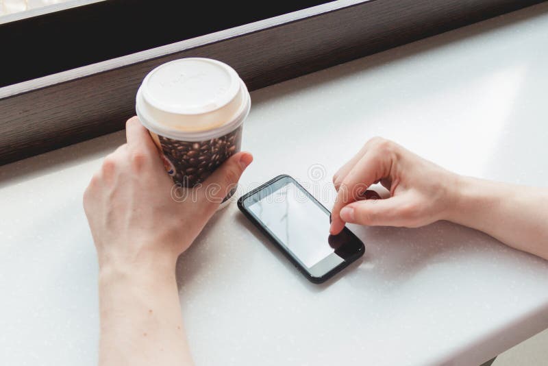 Young Man Taking a Coffee Break at Cafe Stock Image - Image of caffeine ...