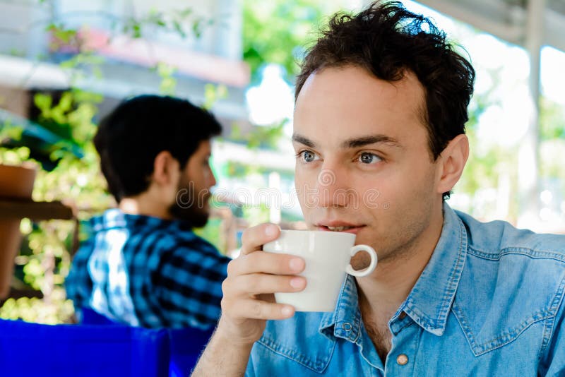 Young Man Taking a Coffee Break Stock Image - Image of drinking, mobile ... Young Man Taking a Coffee Break Stock Image - Image of drinking, mobile ...