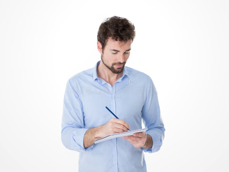Young Man Taking Notes in a Conference Stock Photo - Image of lesson ...