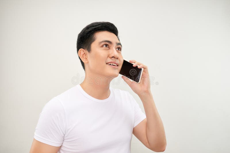 Young Man Talk To Mobile Phone Stock Photo - Image of expression ...