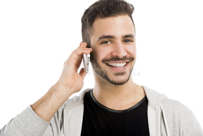 Young Man Talking On Cell Phone Stock Photo - Image of adult, hispanic ...