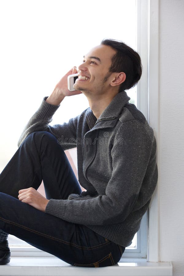 Young Man Talking on Mobile Phone Stock Image - Image of male, person ...