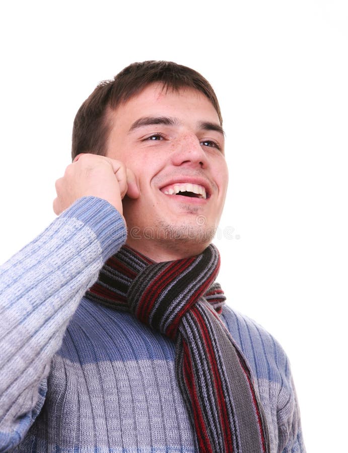 Young Man Talking on Phone Smiling Stock Image - Image of handsome ...