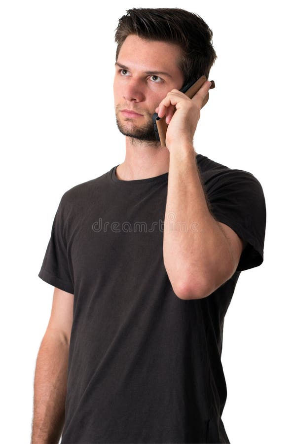 Young Man Talking on the Phone Stock Image - Image of serious, modern ...