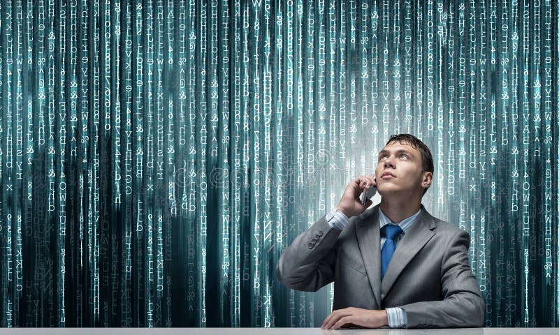 Young Man Talking on Phone and Looking Upward. Stock Photo - Image of ...