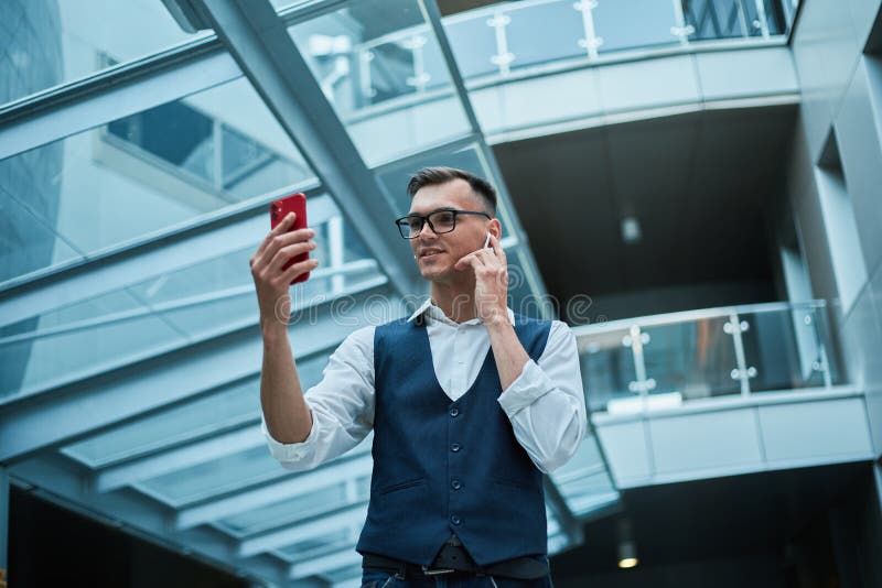 Young Man Talking on a Video Link. Stock Image - Image of digital ...