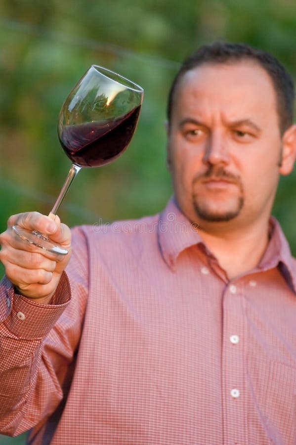 Young Man is Tasting Red Wine Stock Image - Image of outdoors ...