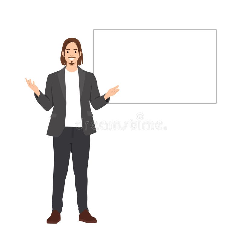 Young Man Teacher Lecturer Standing Explaining with White Mockup Copy ...