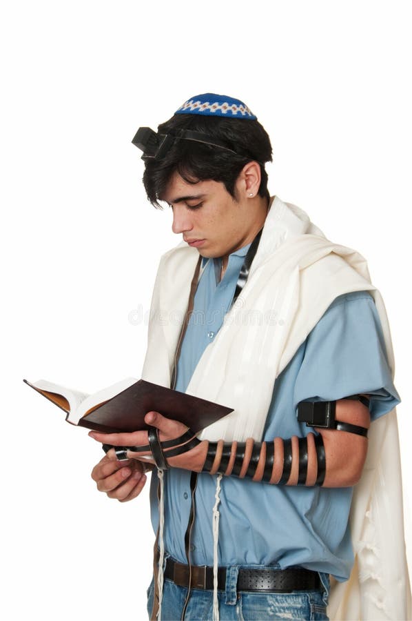 Young Man in Tefillin in Profile Stock Image - Image of sephardi, kipah ...