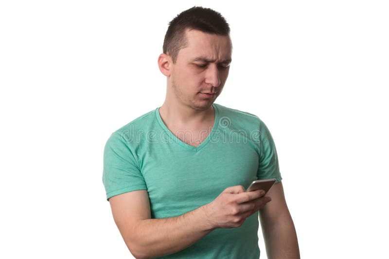 Young Man Text Messaging at His Smart Phone Stock Photo - Image of ...