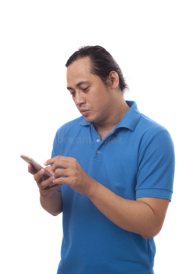 Young Man Texting Reading Chatting on His Phone Stock Photo - Image of ...