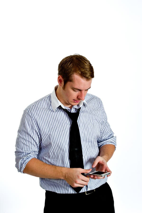 Young Man Texting with Smart Phone Stock Photo - Image of caucasian ...