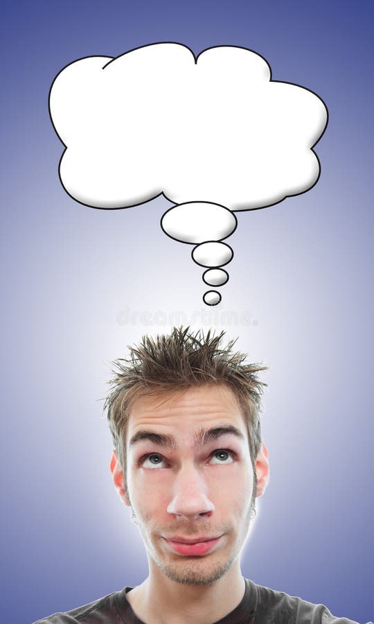 Young Man with Think Bubble Stock Illustration - Illustration of blank ...