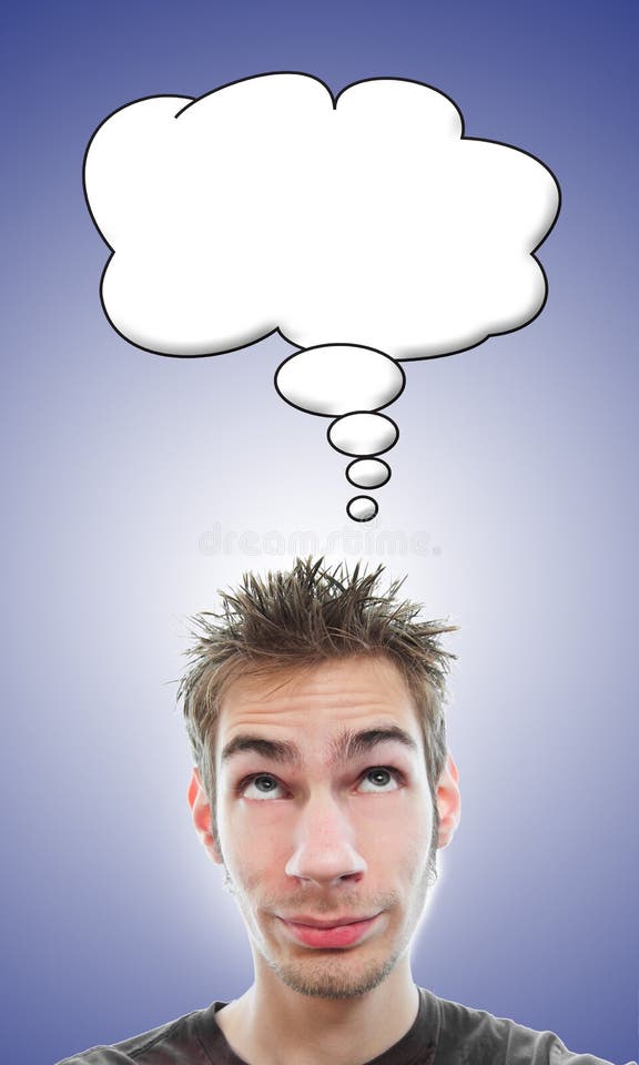 Young Man with Think Bubble Stock Illustration - Illustration of blank ...