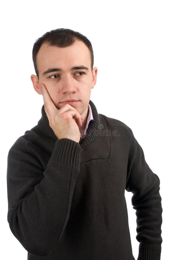 Young Man Thinking stock image. Image of isolated, contemplating - 12460761