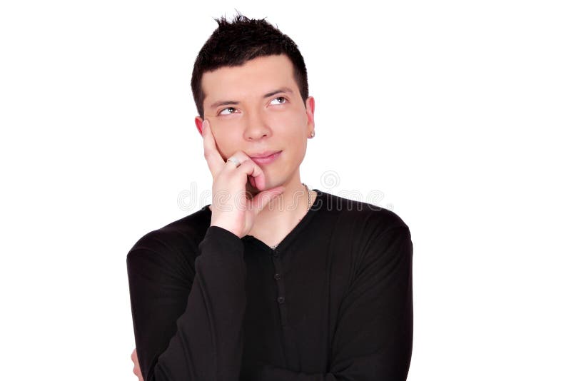 Young man thinking stock image. Image of adult, pose - 18931027