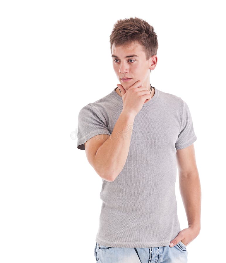 Young man thinking stock image. Image of single, confident - 25114559