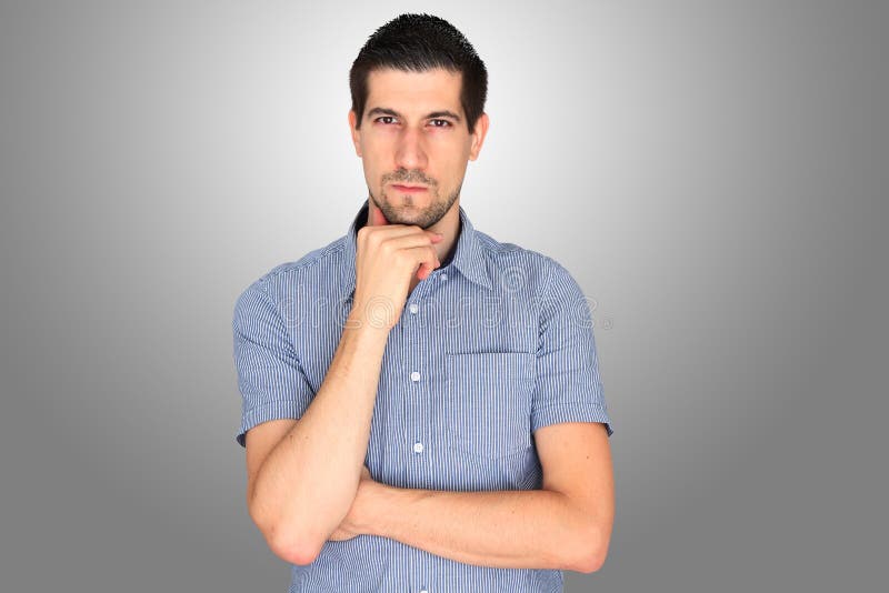 Young man thinking stock image. Image of happy, face - 26966315