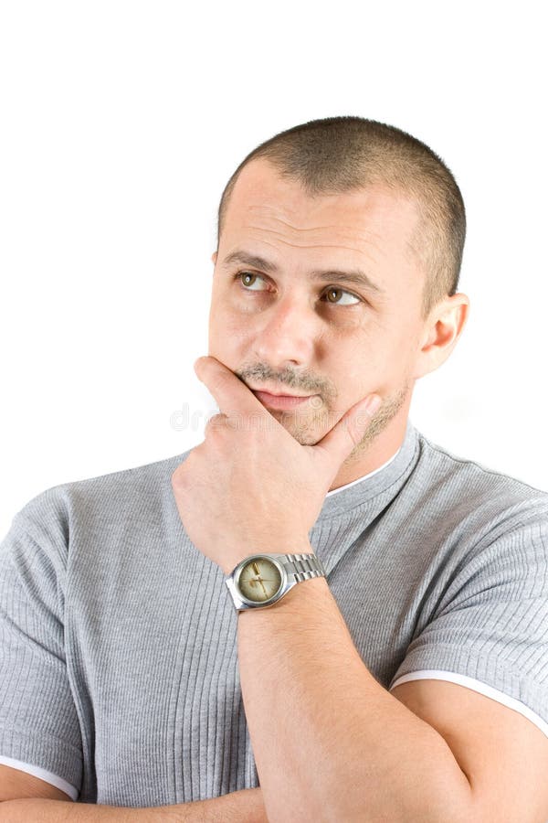 Young man thinking stock image. Image of facial, background - 7125133
